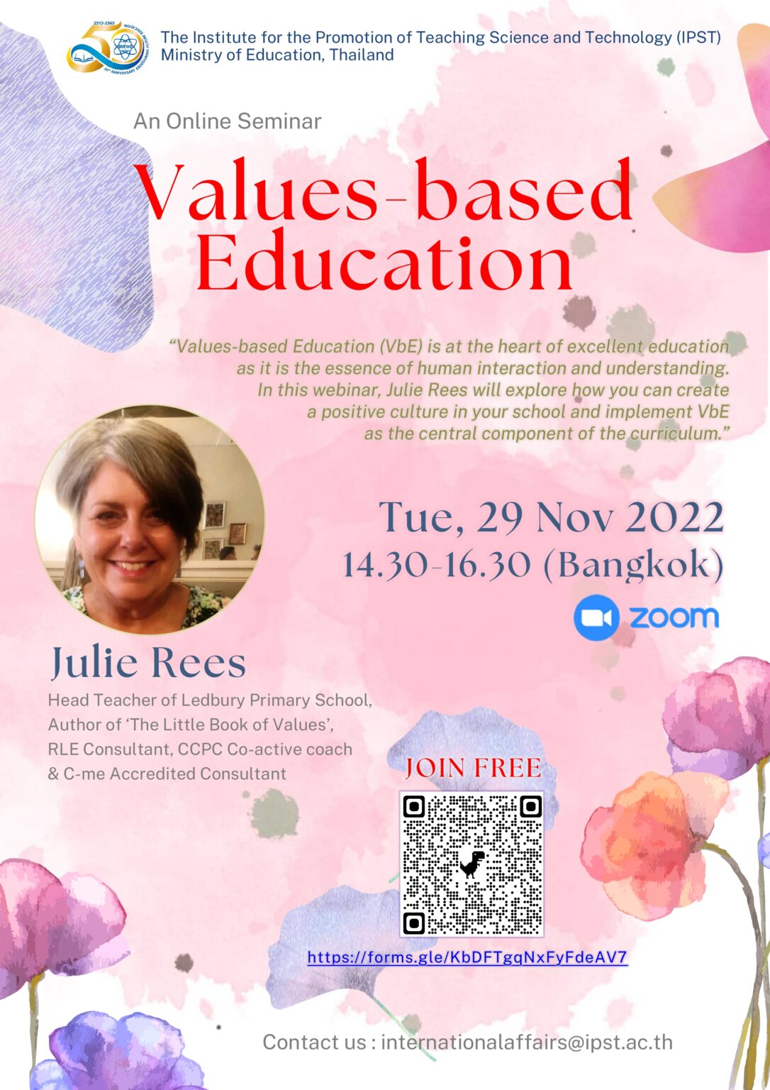 สสวท. ขอเชิญผู้สนใจเข้าร่วมงานสัมมนาออนไลน์ หัวข้อ Values-based ...